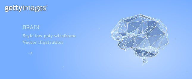Brain. Low poly wireframe style. Technology in medicine. Abstract ...