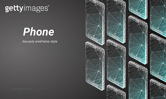 Isometric Smartphone or mobile phone. Polygonal wireframe composition ...