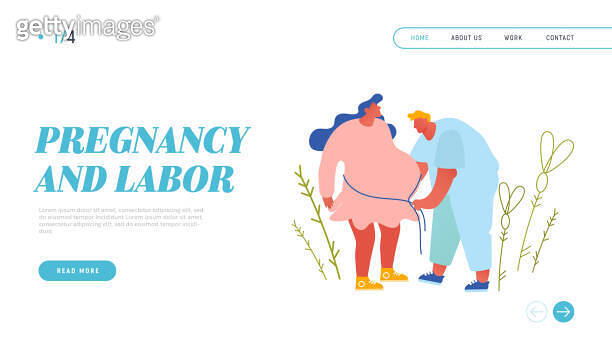 Pregnancy Medical Check Up Website Landing Page. Pregnant Woman at ...