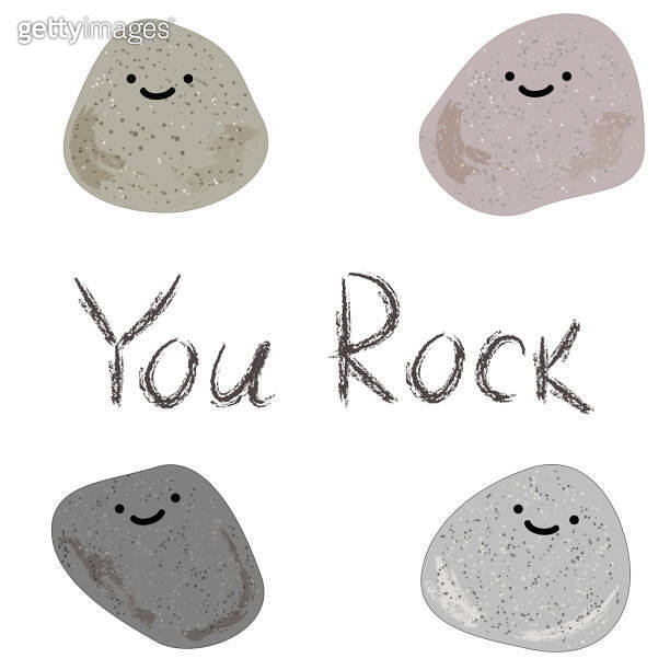 Illustration of stones and the words you rock. American slang on a ...