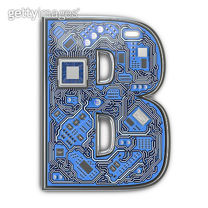Letter B in form of circuit board. Digital hi-tech letter isolated on ...