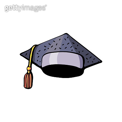 Student hat, vector drawing, isolated on white background. Cartoon ...