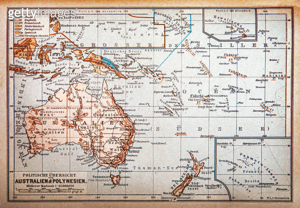 Political map of Australia and Polynesia (1135063275) - 게티이미지뱅크