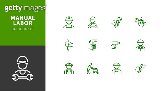 Manual labor line icon set 이미지 (1134478587) - 게티이미지뱅크