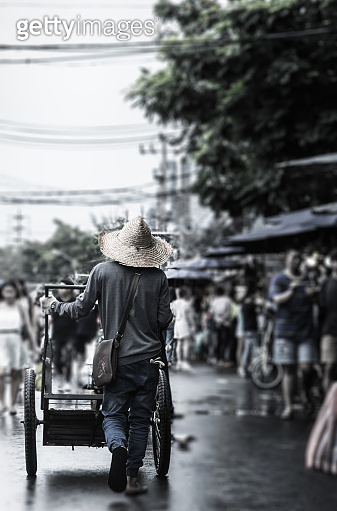 Labor Contractors Trolley delivery within Chatuchak Market in Bangkok ...