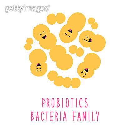 Funny probiotics bacteria family cartoon characters isolated on white ...