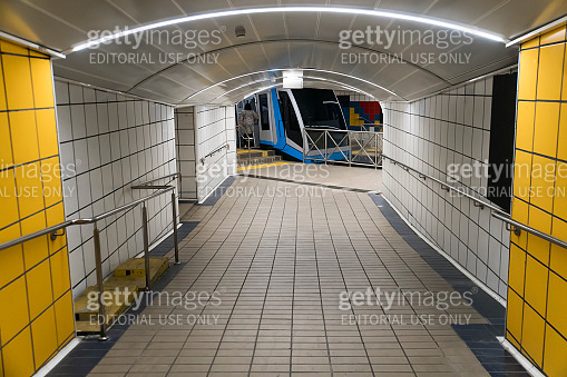 The Carmelit an underground funicular railway, one of the smallest ...