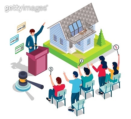 Home auction and bidding vector concept for web banner, website page ...