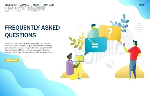 FAQ vector website landing page design template (1132417395) 일러스트, 무료 ...