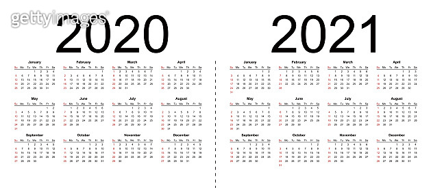 Simple editable vector calendars for year 2020 2021. 이미지 (1182395908 ...