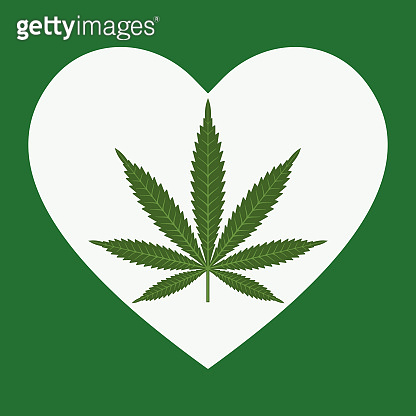 Heart symbol with cannabis leaf inside. Marijuana Heart. 이미지 ...