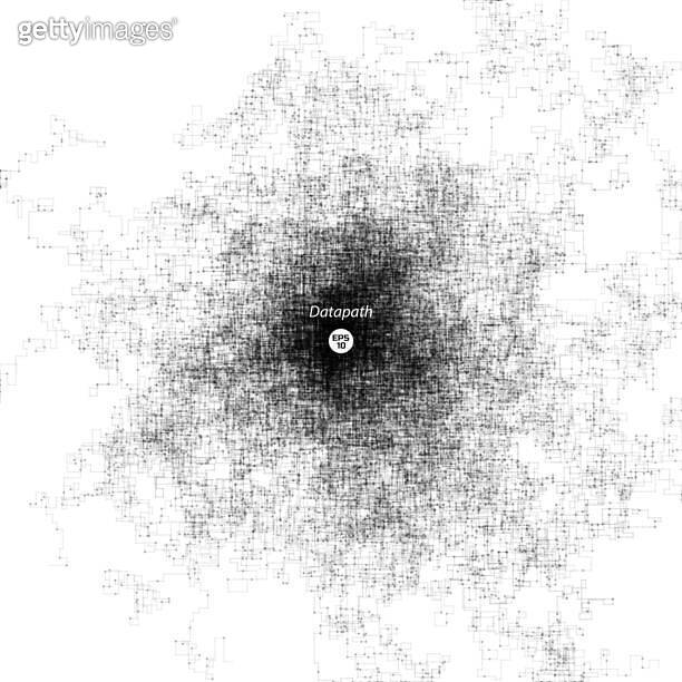 Abstract composition of fading lines and dots. Stranger walker modeling ...
