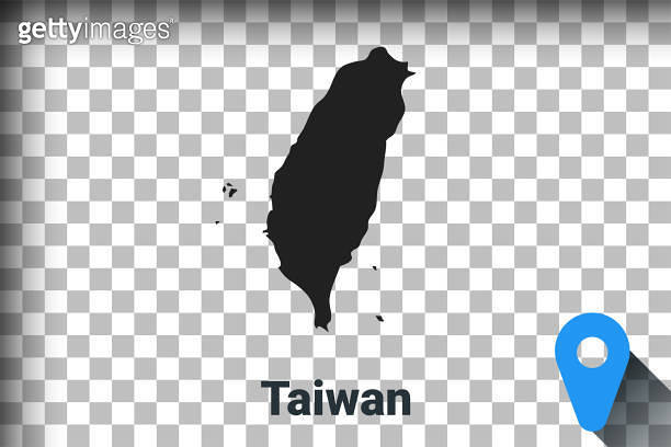 Map of Taiwan, black map on a transparent background. alpha channel ...