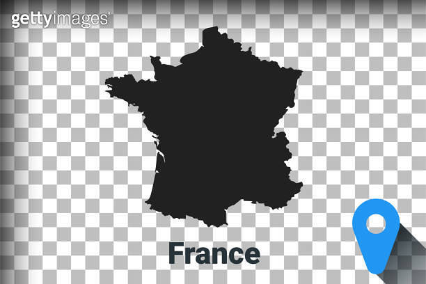 Map of France, black map on a transparent background. alpha channel ...