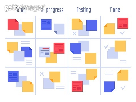 Scrum visual management board. Kanban office tasks, project process ...