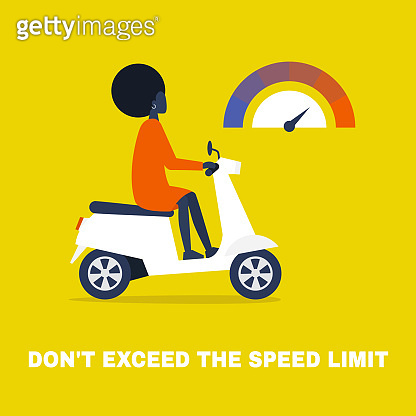 Don't exceed the speed limit. Young black female character driving a ...