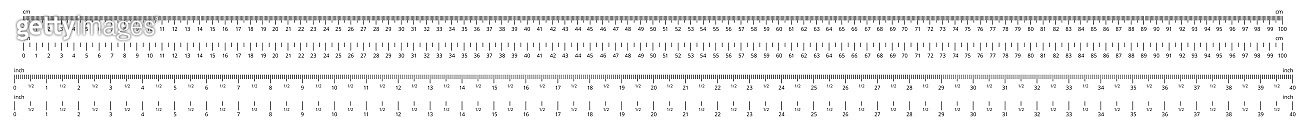 Ruler scale. Measurable scales, 100 centimeters and 40 inches rulers ...