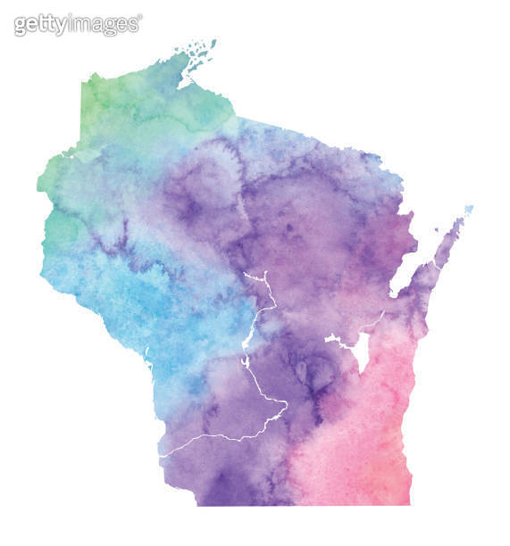 Wisconsin Watercolor Raster Map Illustration 이미지 (1171987938) - 게티이미지뱅크