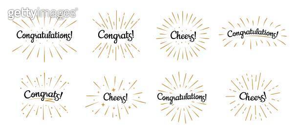 Congratulations lettering. Congrats label, cheers celebration and ...