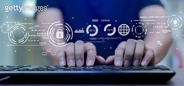 close up programmer man hand typing on keyboard laptop for register data system or access ...