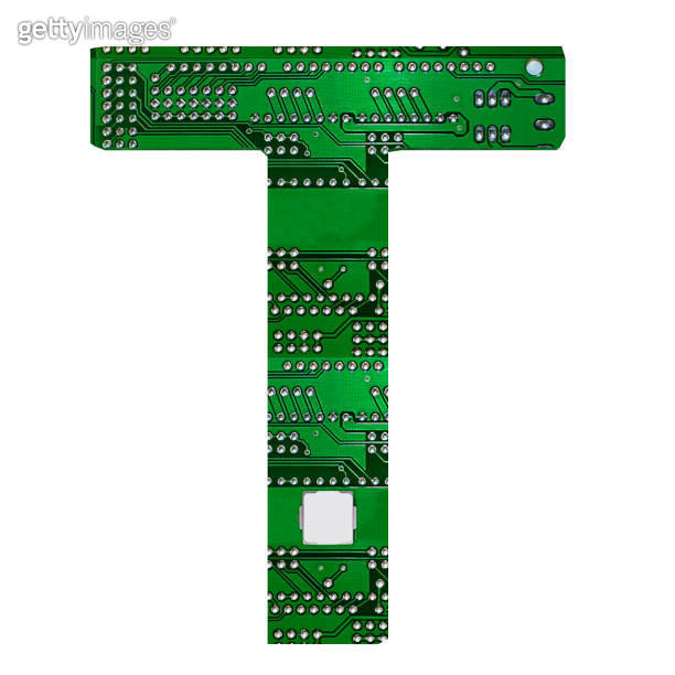 Letter T, Alphabet in circuit board style. Digital hi-tech letter ...