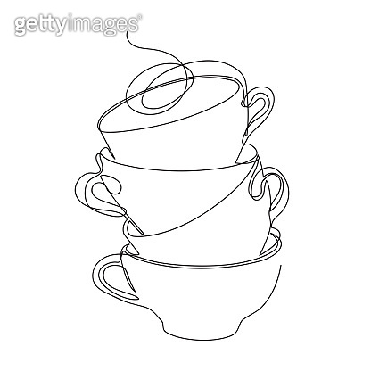 Cups stand on top of each other. A few cups. Minimalist style graphics ...