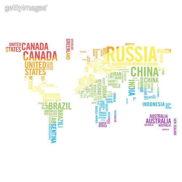 World map countries names and rainbow flag colors 이미지 (1163873563) - 게티 ...