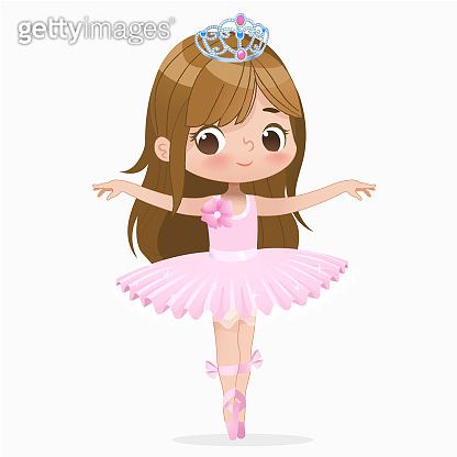 Cute Child Girl Ballerina Dancing Isolated. Caucasian Ballet Dancer ...