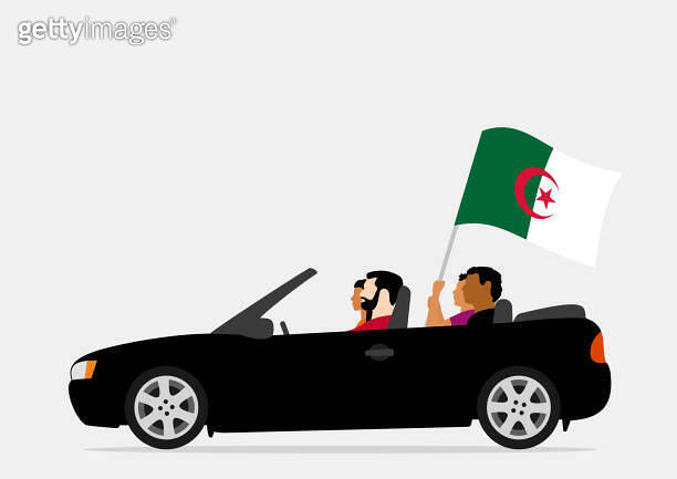 People in car with algeria flag (1180836224) 일러스트, 무료 일러스트, 아이콘, 무료 아이콘 ...