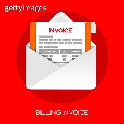billing invoice icon mail with bill note invoice shadow flat style ...