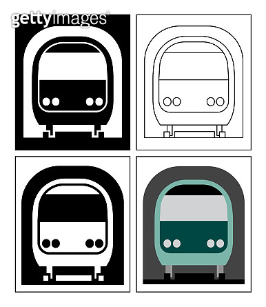 Subway symbol presented as pictogram, black and white, line icons and ...