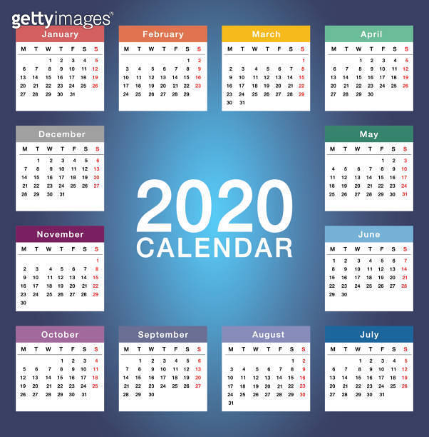 Year 2020 calendar horizontal vector design template, simple and clean ...