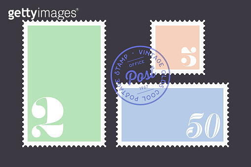 Postage stamp. Set of postage stamp, collection square, circle ...