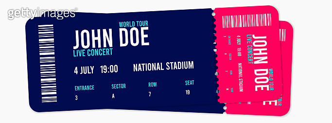 Concert ticket vector template. Concert, party or festival ticket ...