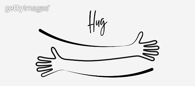 Simple line creating hug drawing. Vector illustration 이미지 (1173759164 ...