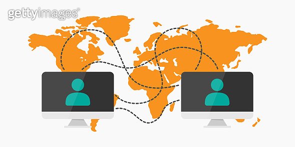 Two computers connected via internet technology. Fast Internet access ...