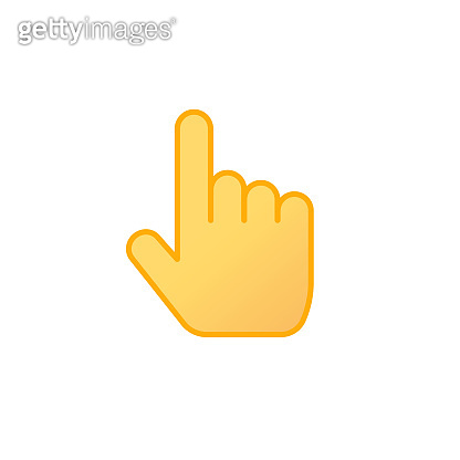 Pointer finger vector icon, flat cartoon line emoticon thumb point hand ...