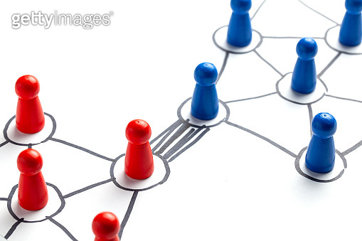 Communication in a business team online and with each other. Social ...