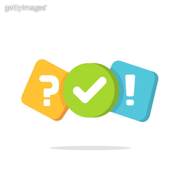 Quiz logo icon vector symbol, flat cartoon color bubble speeches with ...
