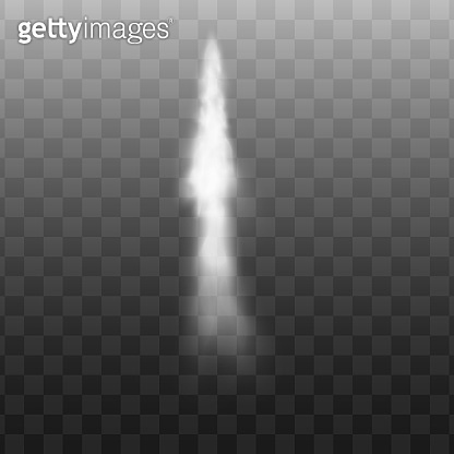 White airplane smoke trail from jet airplane or rocket, fast motion ...