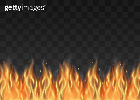 Realistic fire line isolated on dark transparent background 이미지 ...