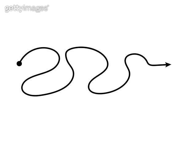Chaotic tangled black arrow line of confused process vector ...