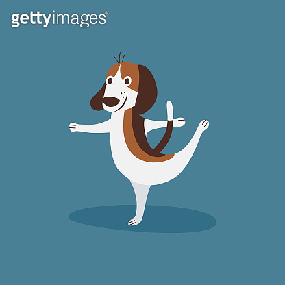 Funny beagle doing ballet, happy dancing puppy dog doing a ballerina ...