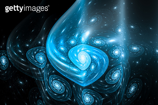 Blue glowing multidimensional fibonacci spiral abstract artwork 이미지 ...