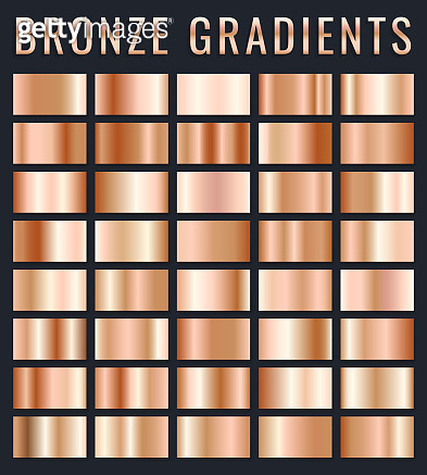 Collection of bronze metallic gradient. Brilliant plates with bronze ...