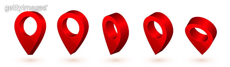 3d map pointer. Red navigator symbol isolated on white background. Vector illustration ...