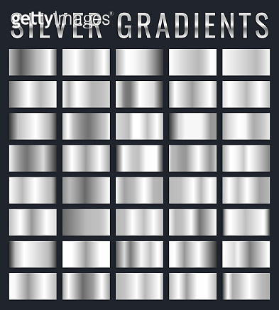 Collection of silver, chrome metallic gradient. Brilliant plates with ...