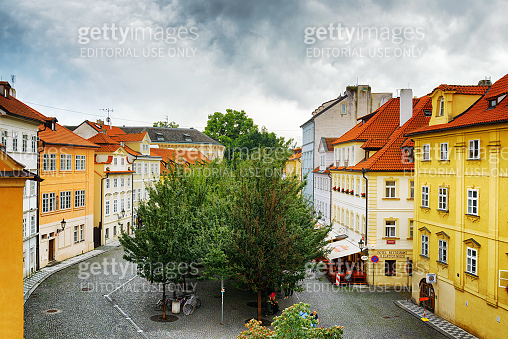 Colorful buildings at the Lesser Town (Little Quarter) in Prague, Czech ...