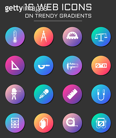 measuring tools icon set. measuring tools web icons on round trendy gradients 이미지 (1096829694 ...