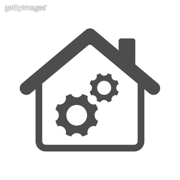 Smart house automation control system symbol with gear wheels. Smart ...